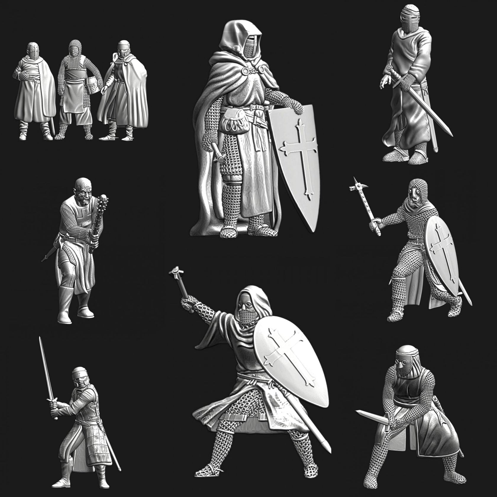St Lazarus dismounted Leper Knights 28mm (1/56 ). – Studio Historia