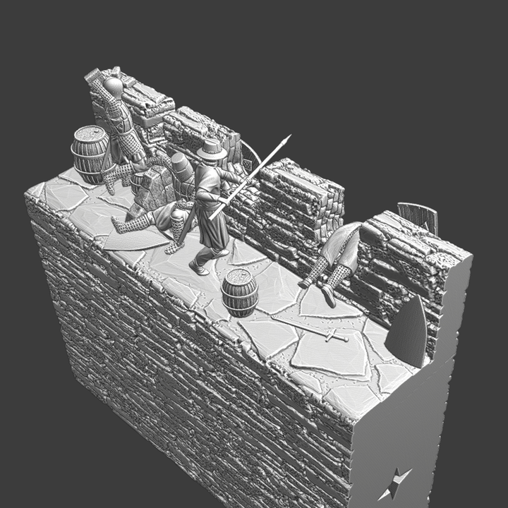 Medieval castle wall defense diorama – Studio Historia