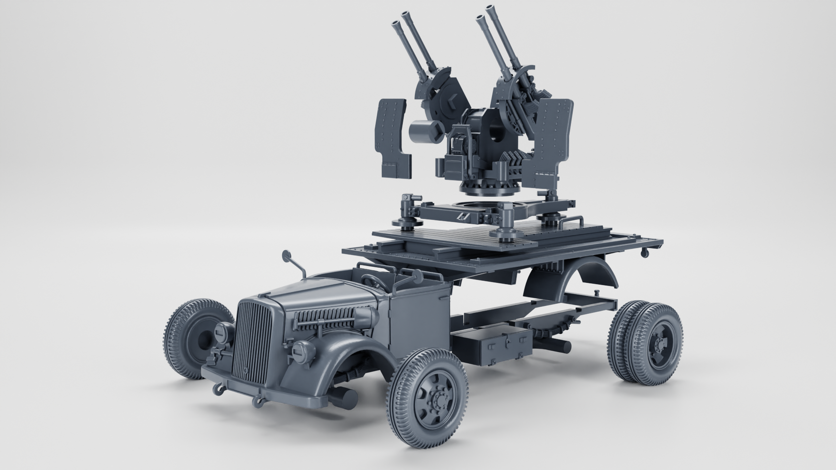 Opel Blitz mit Flak38 AA Gun (Quad) Truck by Wargame3D – Studio Historia